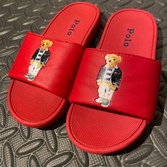 Polo Ralph Lauren | Shoes | Polo Ralph Lauren Polo Bear Slides Red Size ...